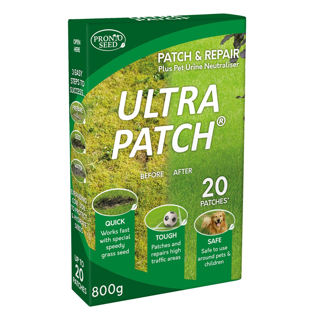 Ultra Patch Grass Seed & Lawn Fertiliser 800g Covers 20 Patches ...