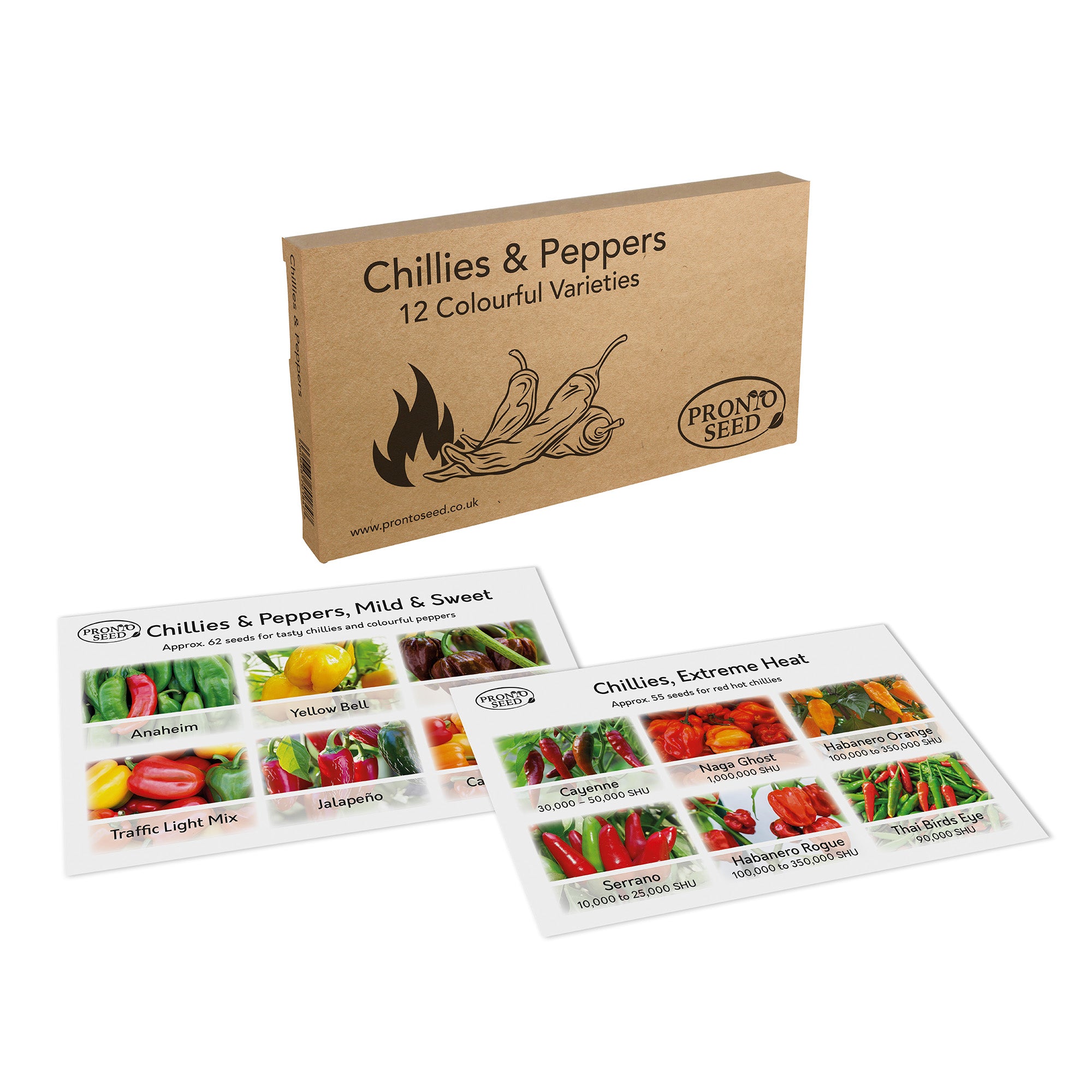 Chilli Pepper Seeds – 12 Varieties, 117+ Seeds | Pronto Seed